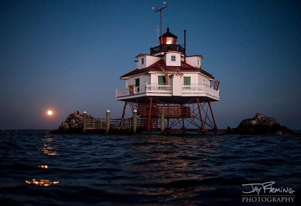 Thomas Point Shoal Lighthouse Moonrise by Jay Fleming | HERE. a pop-up shop | HERE. a pop-up shop