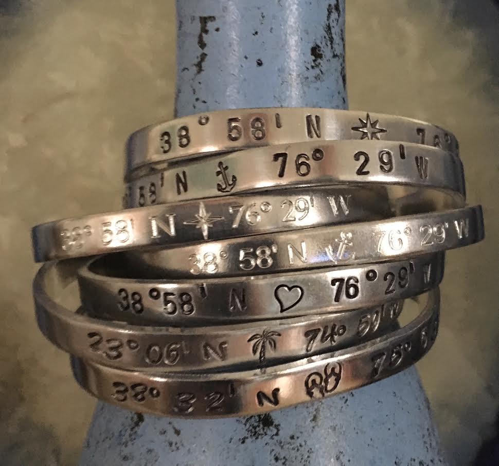 US Naval Academy Lat & Long Cuff | Custom Stamped Jewelry | HERE. a pop ...