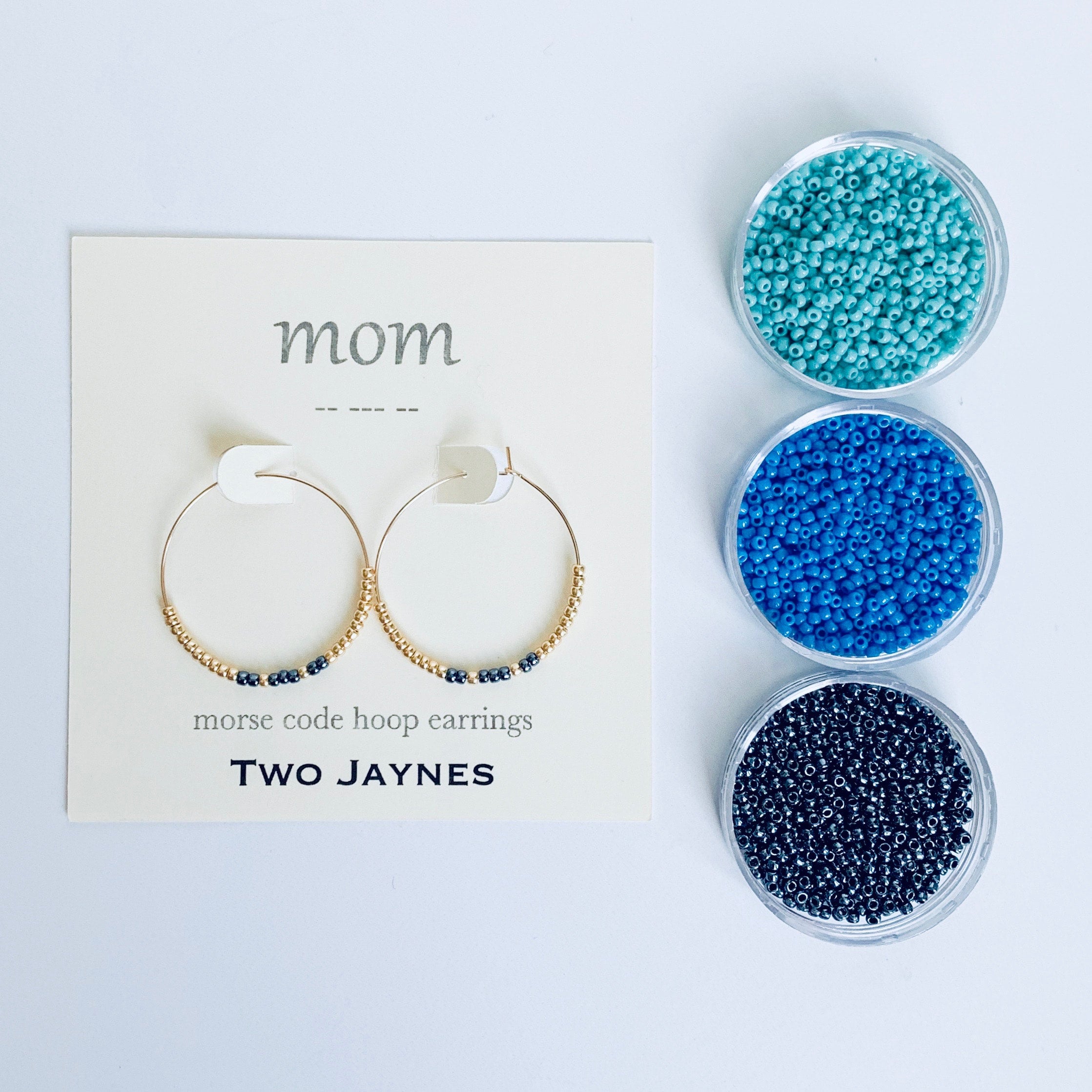 Mom Morse Code Earrings Beaded Hoops Here A Pop Up Shop Here A Pop Up Shop