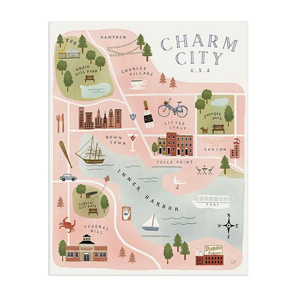Baltimore Charm City Map | Anchor Point Paper Co | HERE. a pop-up shop ...