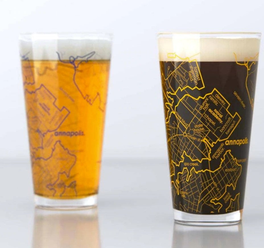 Engraved Map Glasses - Annapolis MD US Naval Academy | Etched Pint and ...